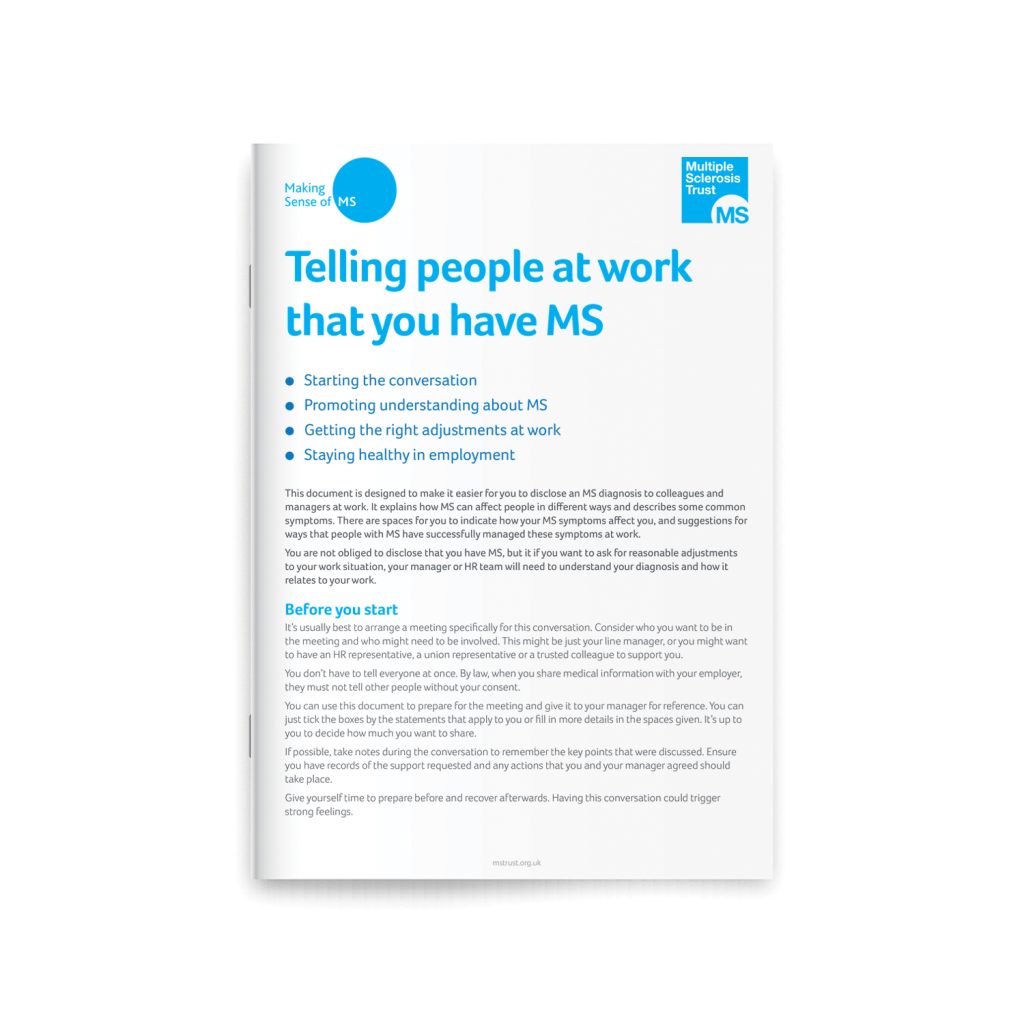 Telling people at work that you have MS | MS Trust